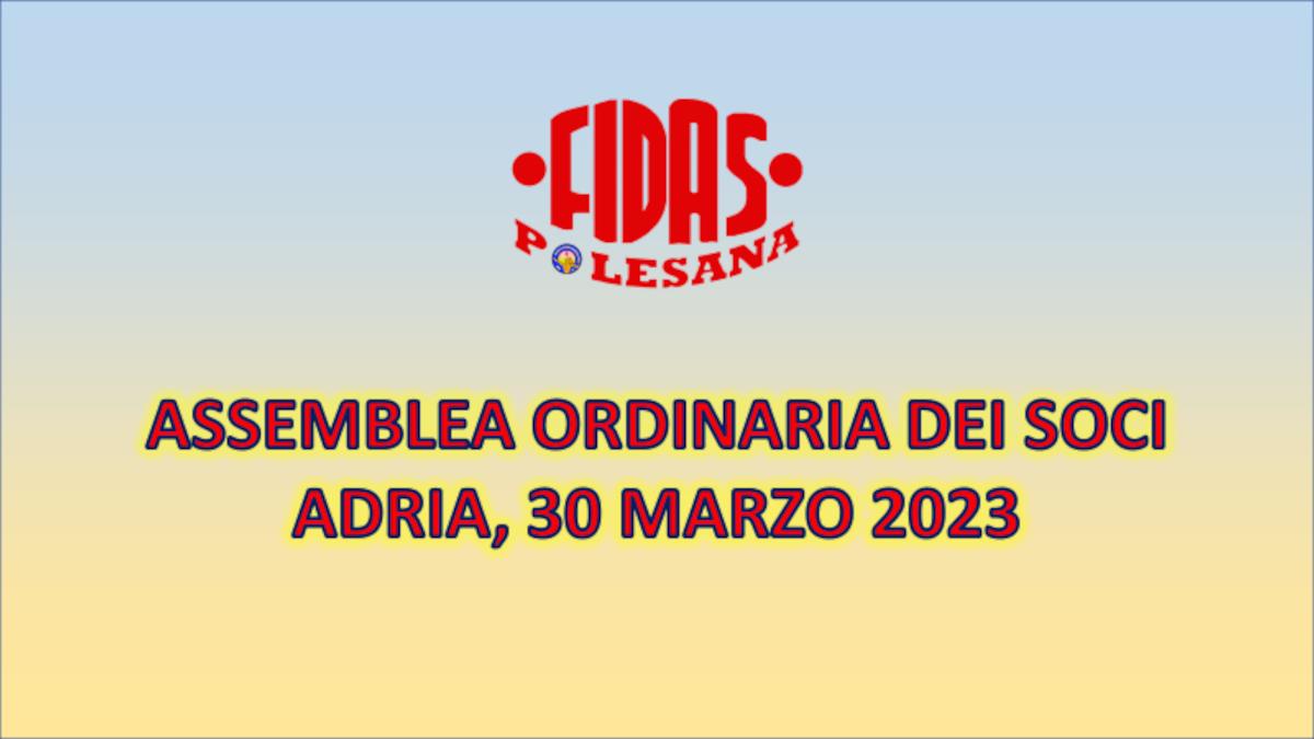 Convocata l'assemblea ordinaria 2023 della Fidas Polesana